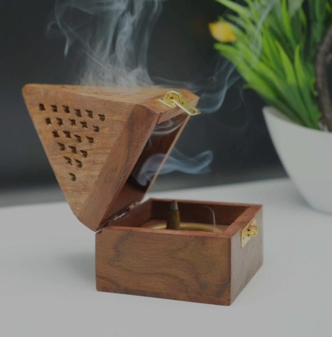 Wooden Incense Burner, Incense Stand With Water-drop Incense Insert and ...