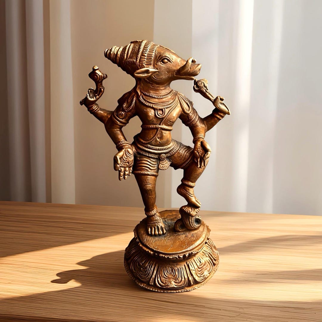 Varaha Avatar Statue in Copper | Rare Vishnu Incarnation Idol | Antique ...