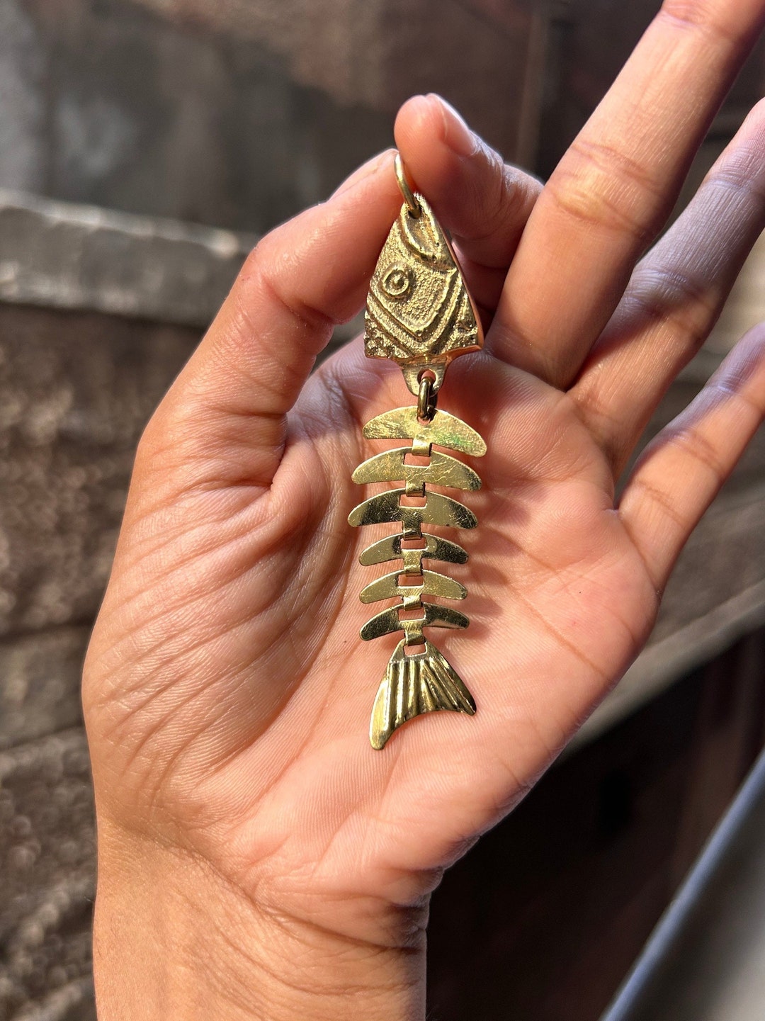 Brass Fish Gold Necklace, Fish Jewelry, Gold Fish Necklace, Sea Jewelry ...