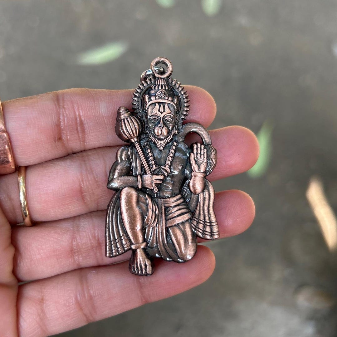 Dhyan Hanuman Kavach Pendant | Meditating Hanuman Necklace | Hindu God ...