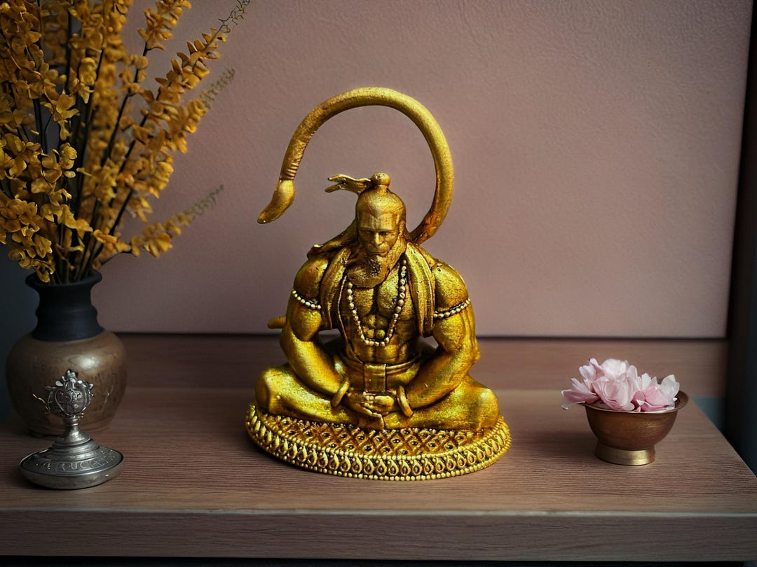 Hanuman Ji Idol in Brass Hindu God Statue for Puja Home Temple Decor ...