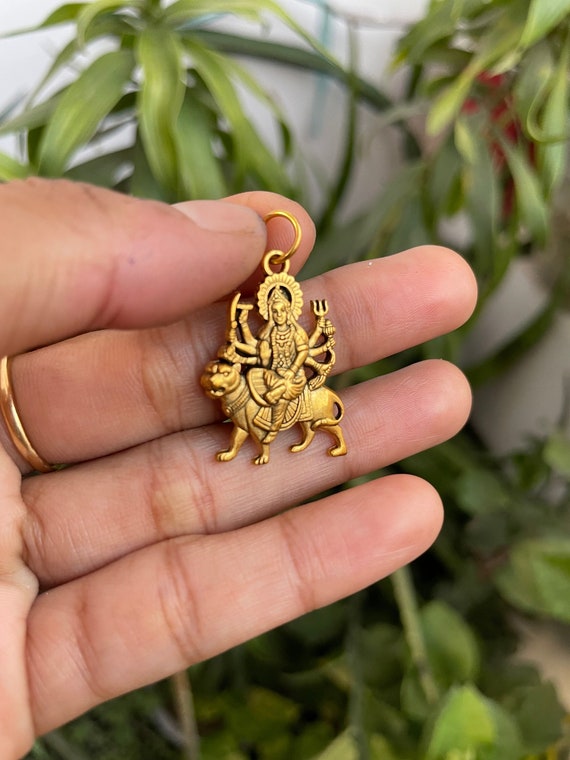 Indian Handmade Durga Statue Pendant Maa Durga Statue Metal Statue Necklace Durga Statue Hindu God Necklace Positivity Protection Etsy