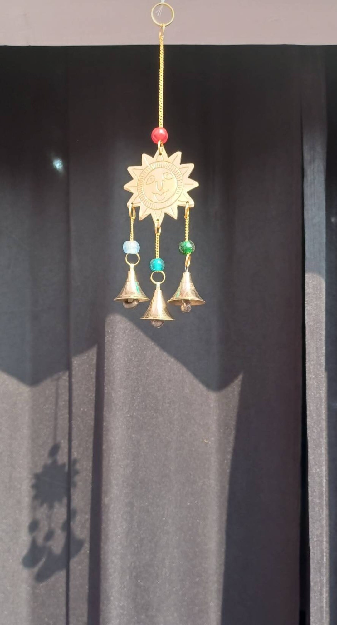 Lucky Wind Chime Sun With Brass Bells and Crystal Beads. - Etsy
