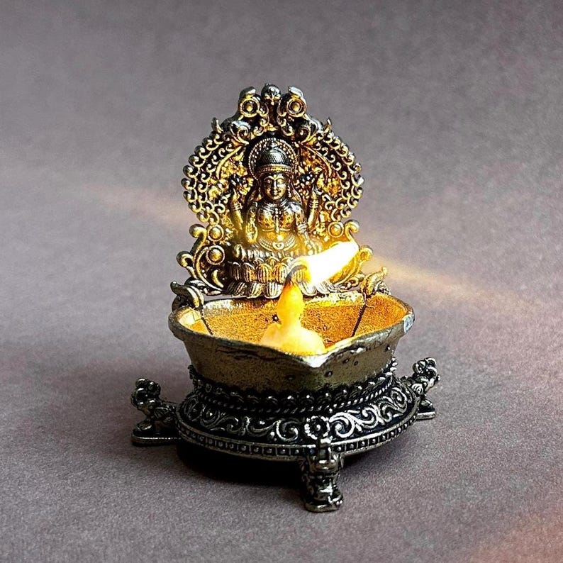 Brass Laxmi Diya: Traditional Deepak Oil Lamp for Pooja - Etsy