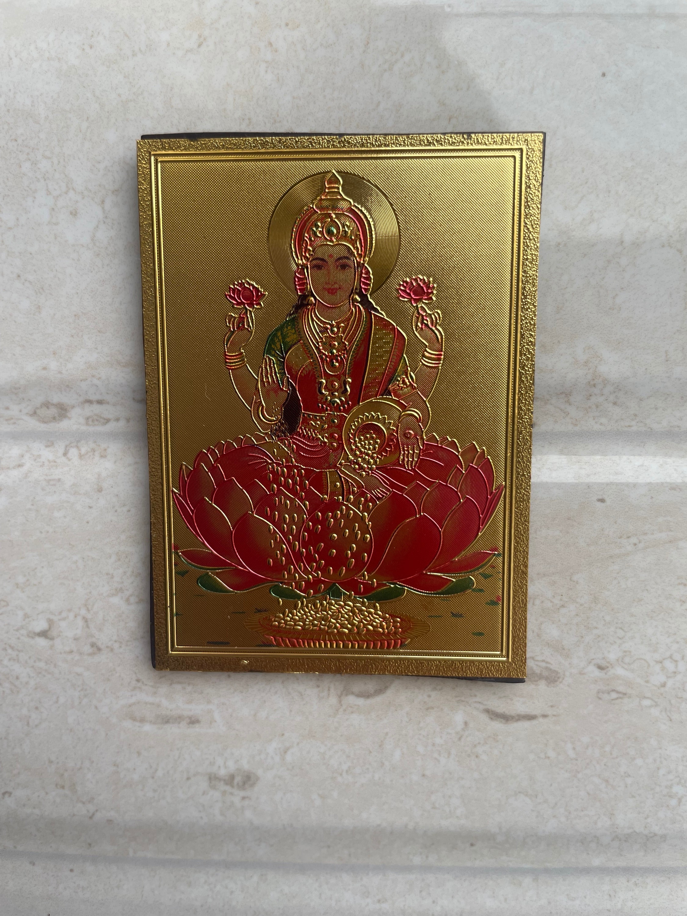 Golden Foil Maa Laxmi Picture Money Goddess Laxmi Maa Fridge Magnet ...