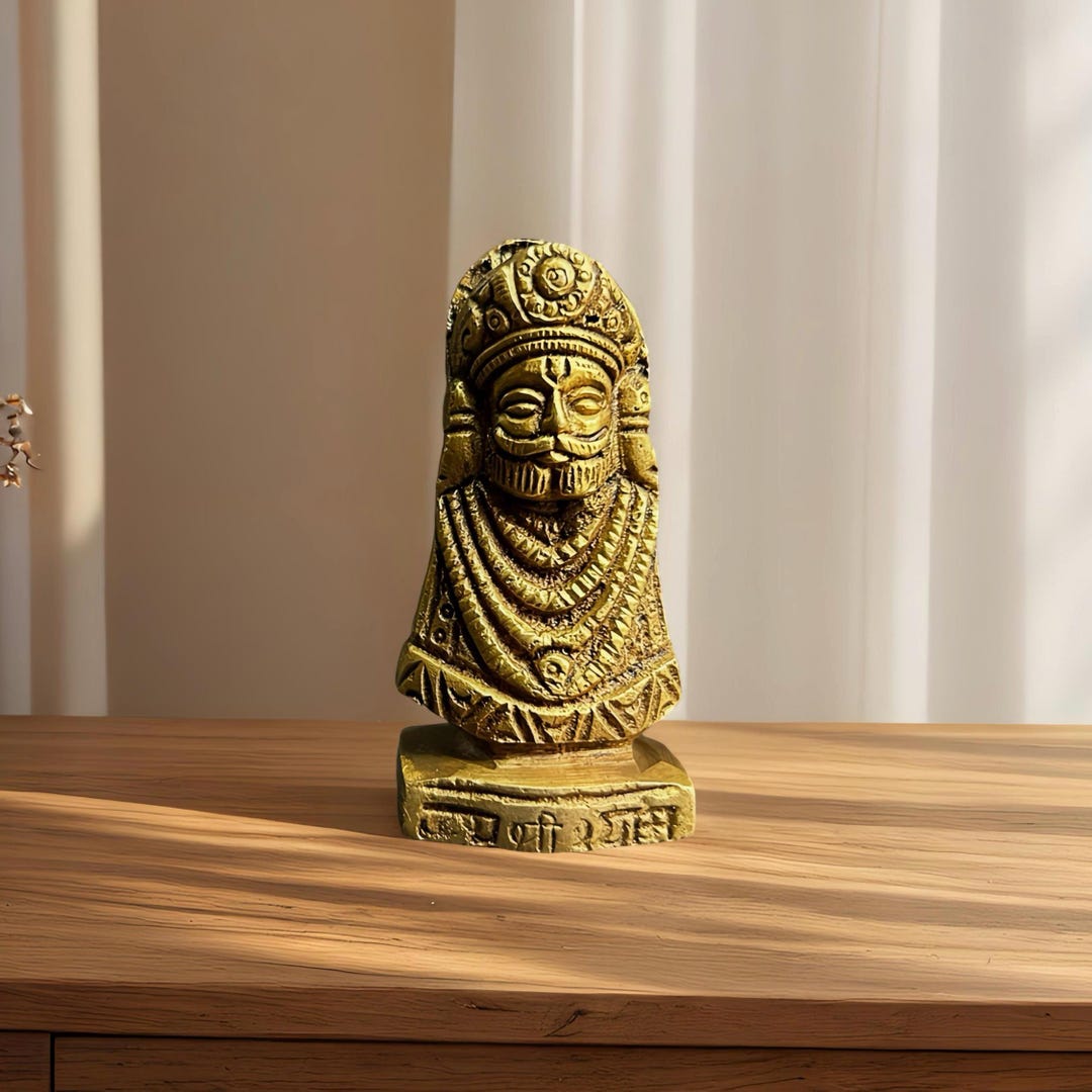 Khatu Shyam Ji Statue | Shyam Baba Idol for Home Temple | Brass Finish ...