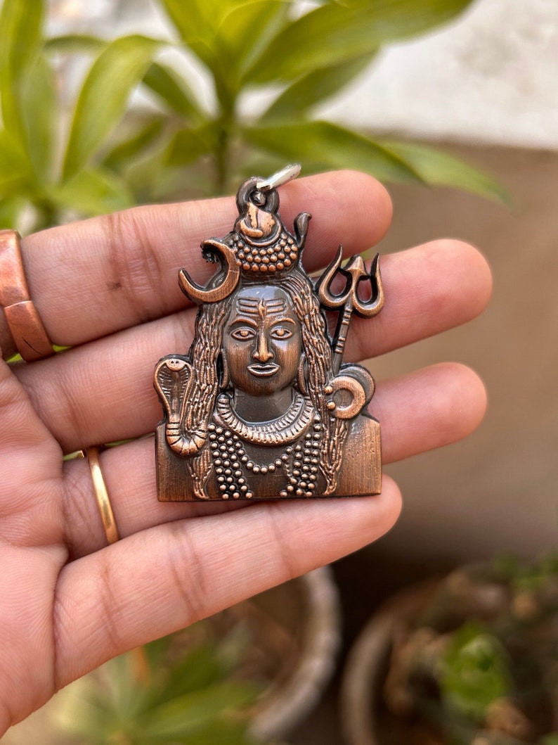 Shiva Necklace, Copper Shiva Amulet, Silver Shiva Charm Pendant, Shiva ...