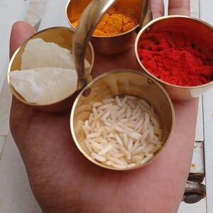 Roli Chawal Chaumukh Made of Pure Brass Used as Wedding Gift . Pooja ...