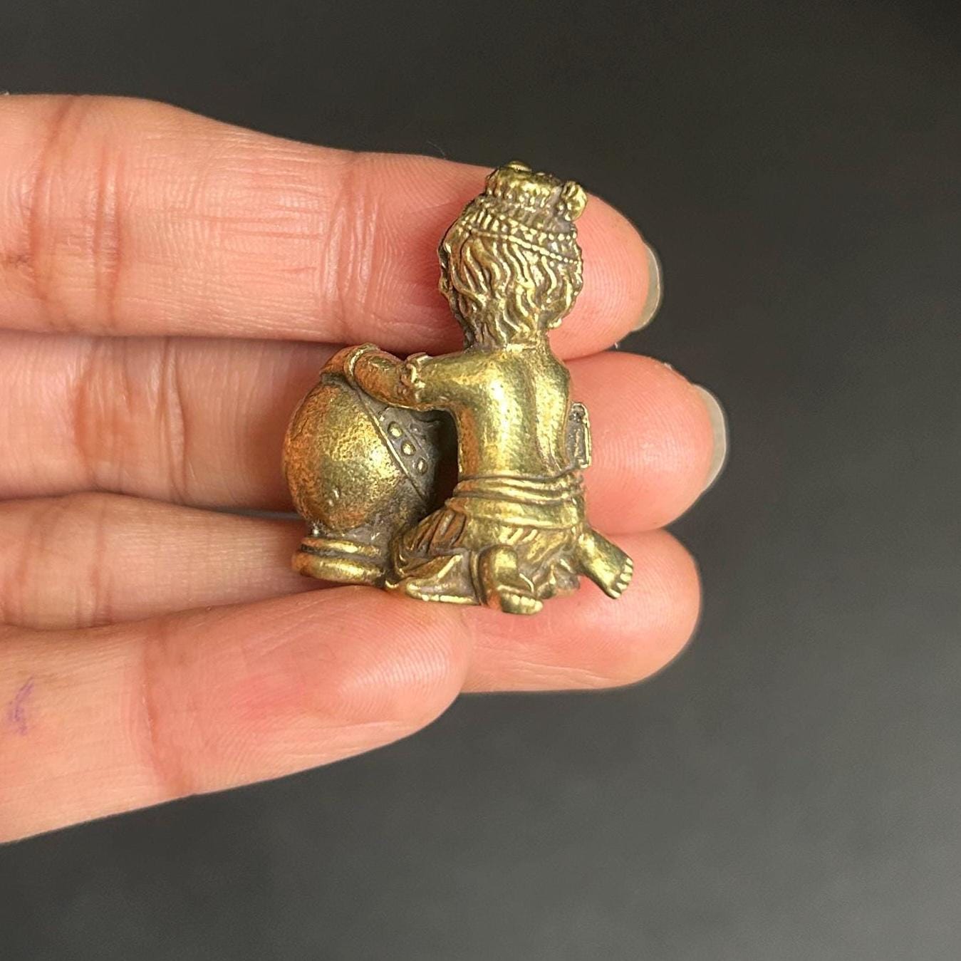 Bal Gopal Figurine | Miniature Krishna Statue for Pooja | Mini Laddu ...