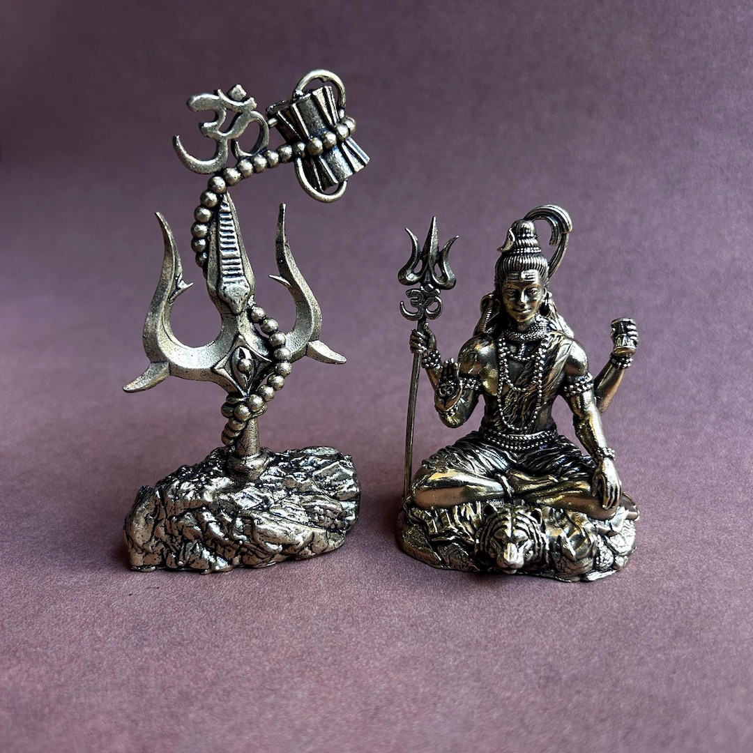 Shiva Trident Brass Statue Lord Mahadev With Trishul Hindu Temple Decor ...