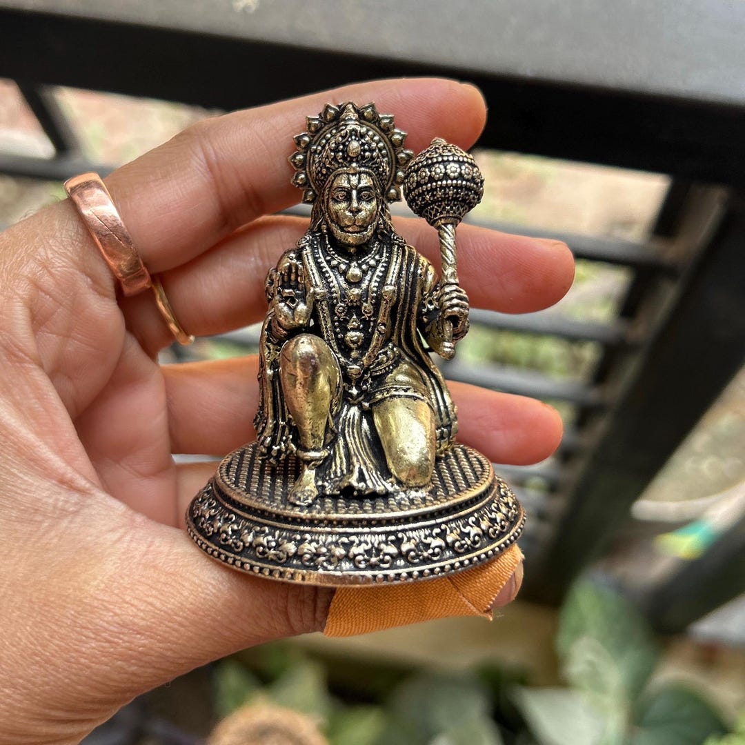 Hanuman Ji Idol in Brass Hindu God Statue for Puja Home Temple Decor ...