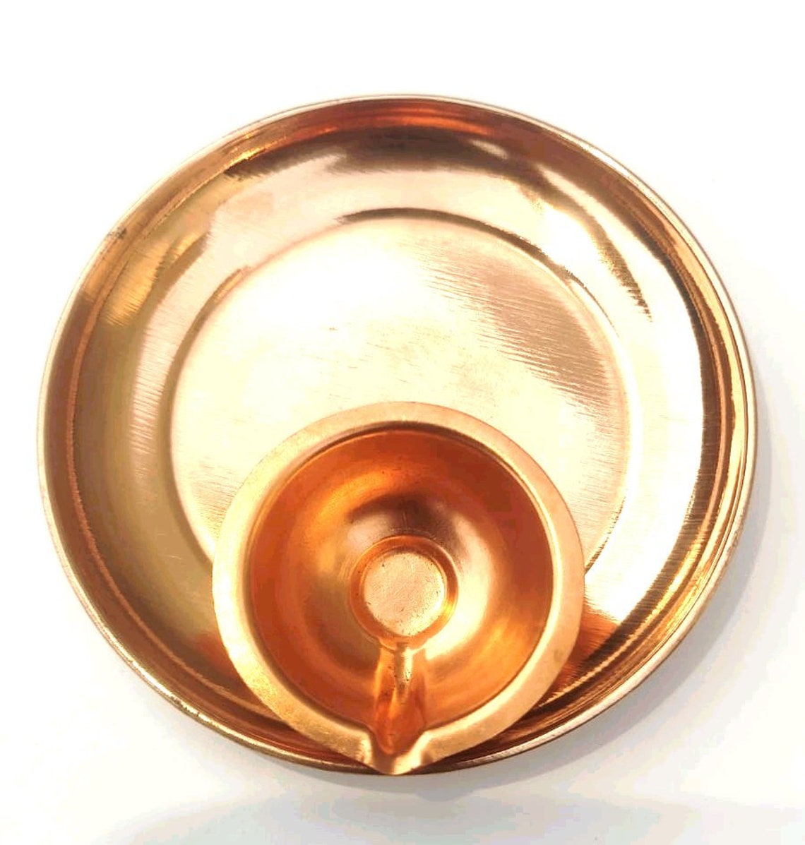 Copper Pooja Plate & Diya / Prasad Plate - Etsy