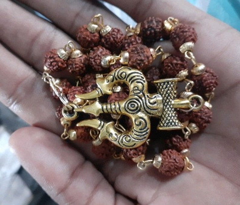 Shiva Trident Rudraksha Necklace Trishu Damru Pendant Mahadev Spiritual ...