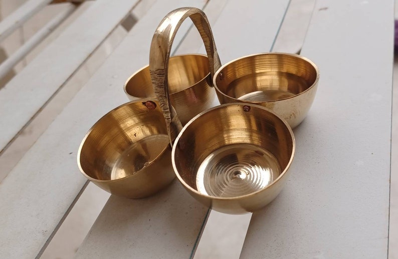Roli Chawal Chaumukh Made of Pure Brass Used as Wedding Gift . Pooja ...