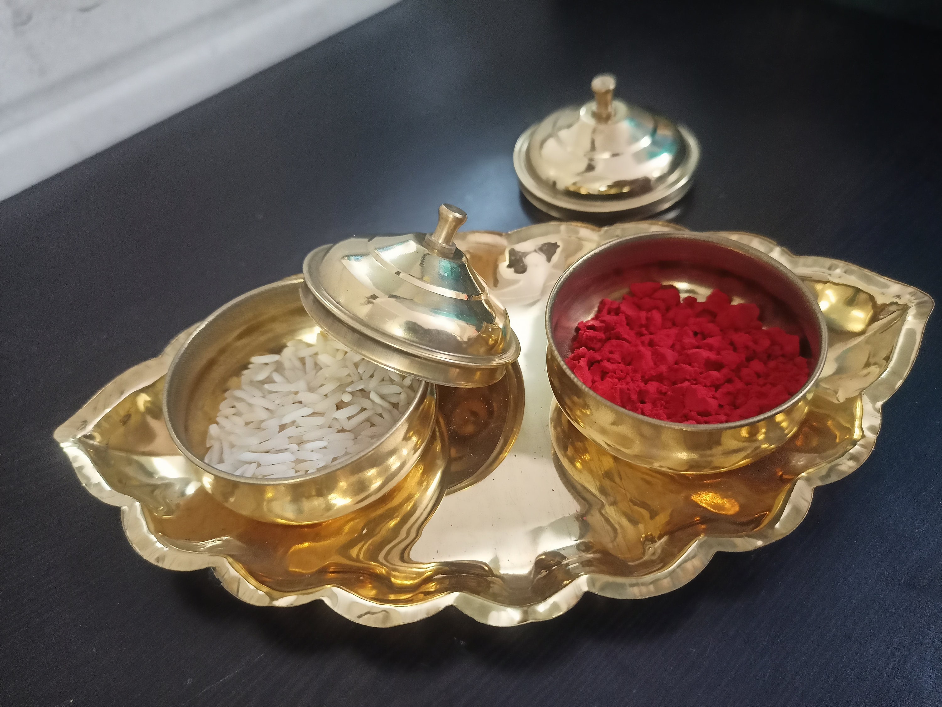 Haldi Kumkum Box Made of Pure Brass Used as Wedding Gift . Pooja ...