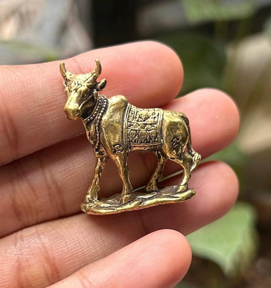Brass Cow Statue | Sacred Cow Idol | Hindu Cow Figurine | Spiritual ...