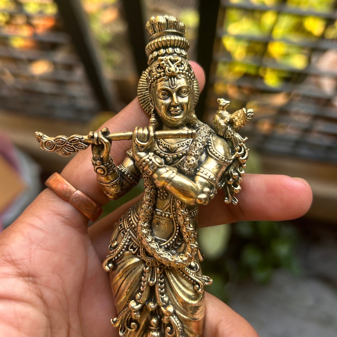 Brass Lord Krishna Statue Handmade Krishna Idol Housewarming Gifts ...