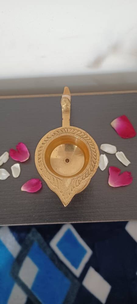 Brass Diya ,durga Pooja Diya,brass Pooja Diya ,pooja Deepak With Handel ...