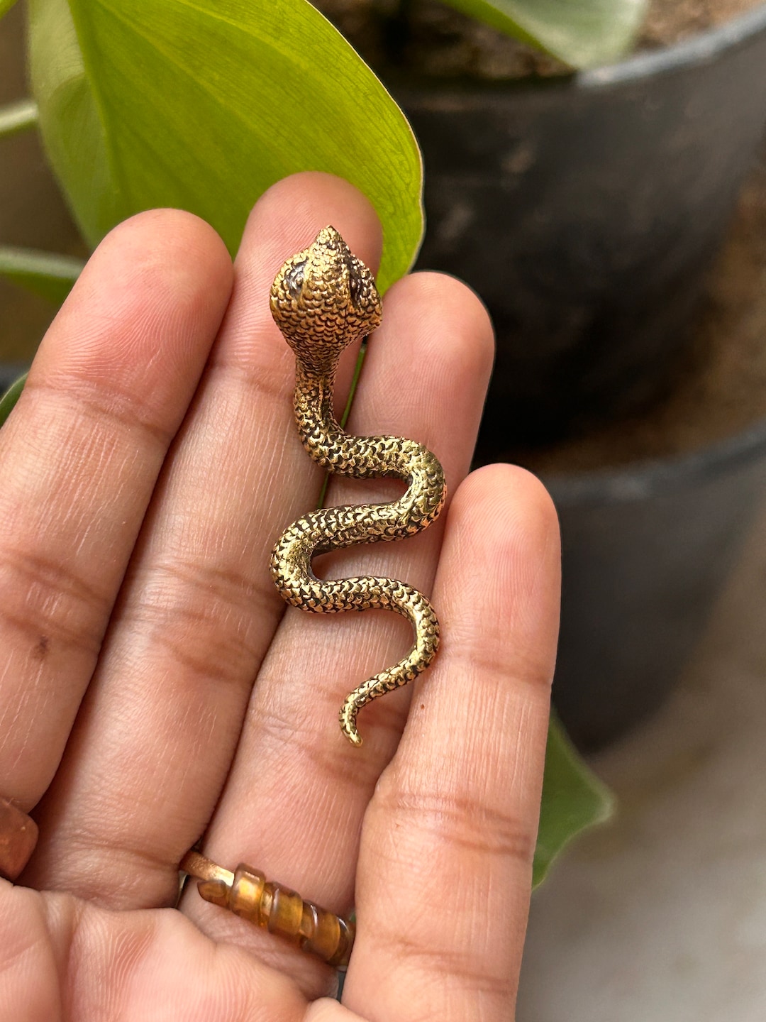 Snake Brass Garden Statue Cute Garden Serpent Pendant Antique Serpent ...