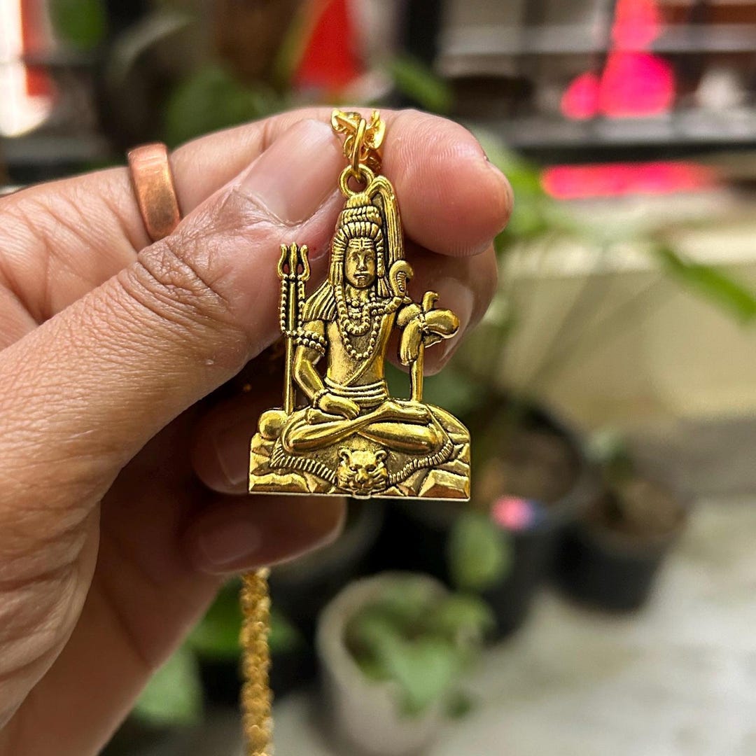 Shiva Necklace Gold Shiva Trident Pendant Divine Masculine Tantric ...
