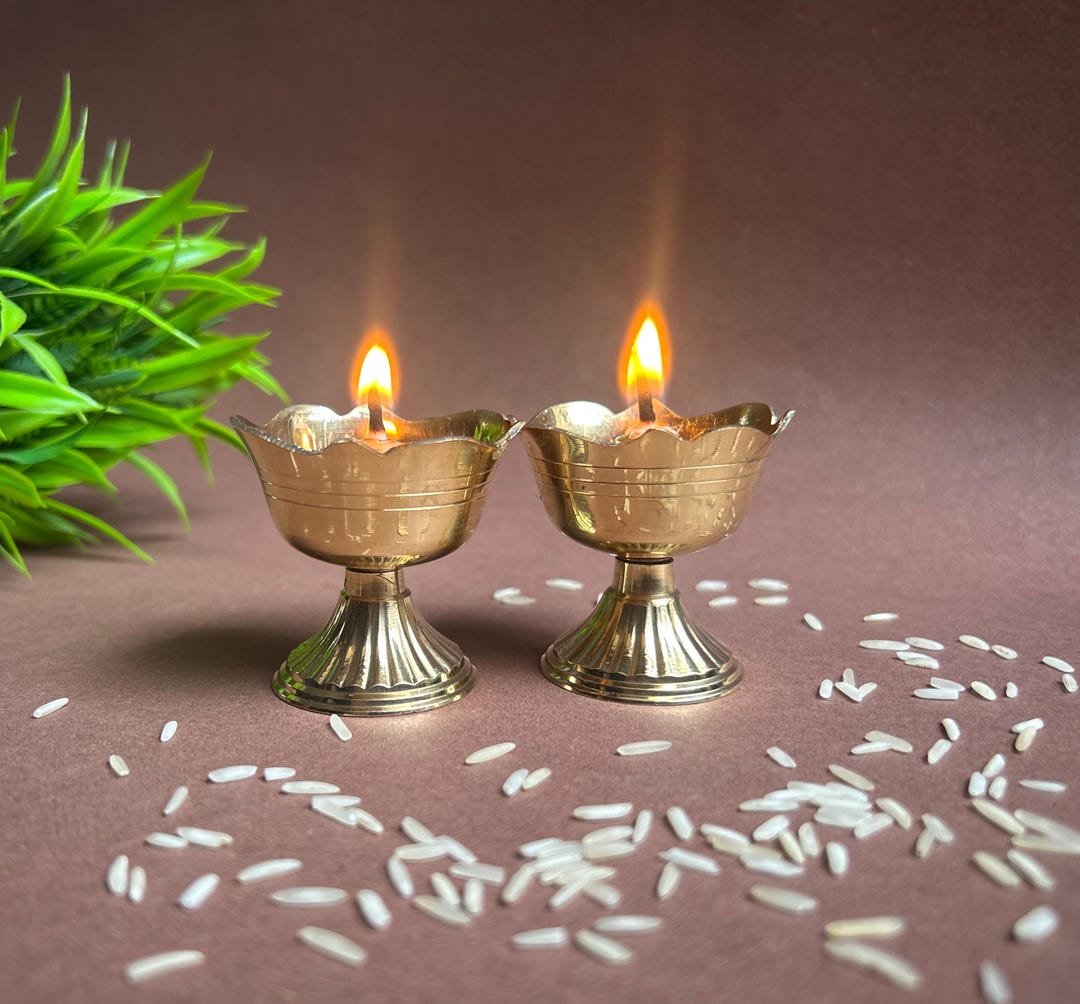 Brass Stand Deepak Oil Lamp Candle Holder for Home Décor Traditional ...