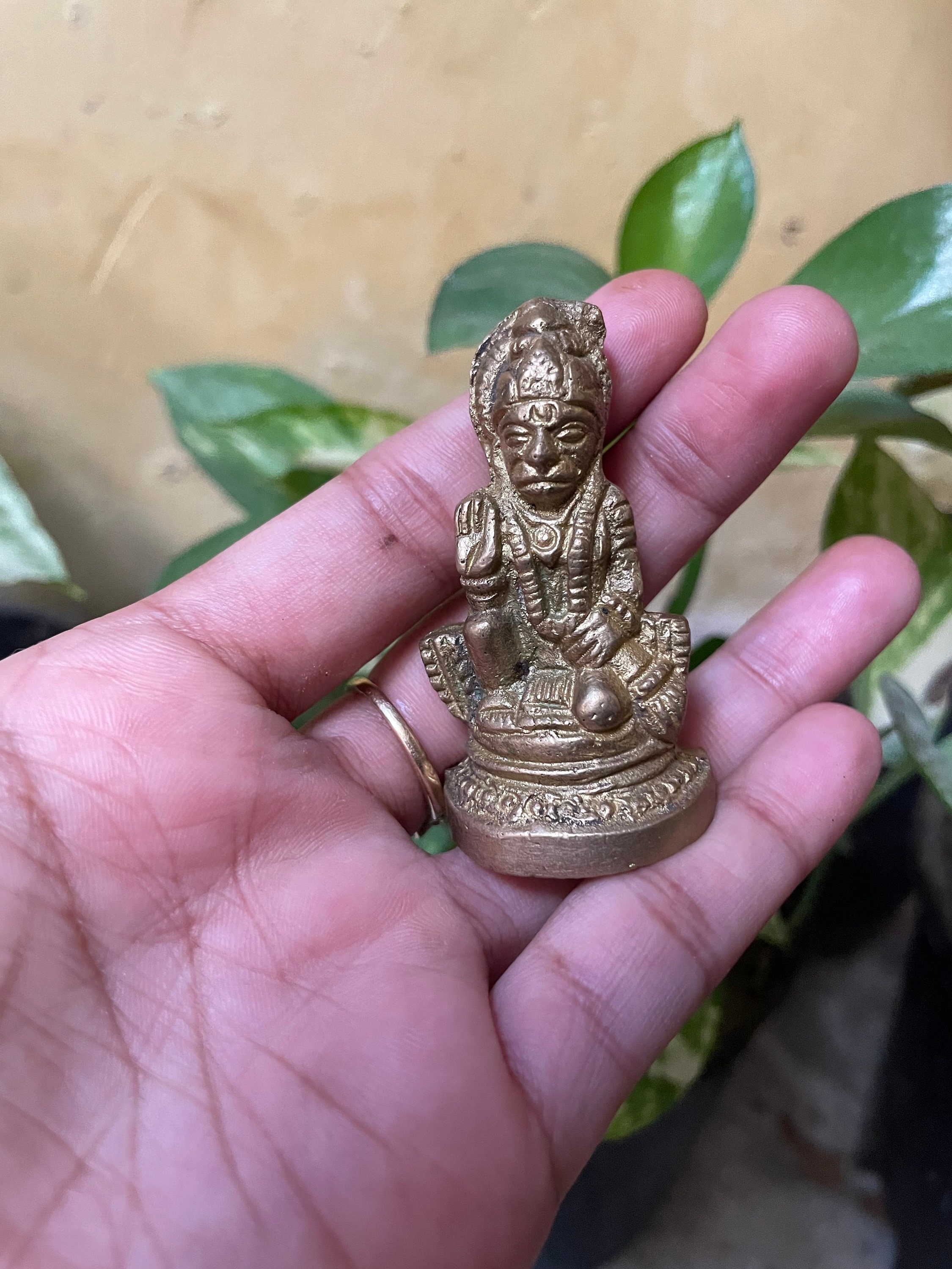 Brass Lord Hanuman Sitting Hanuman Figurine ,blessing Hanumaan Idol ...