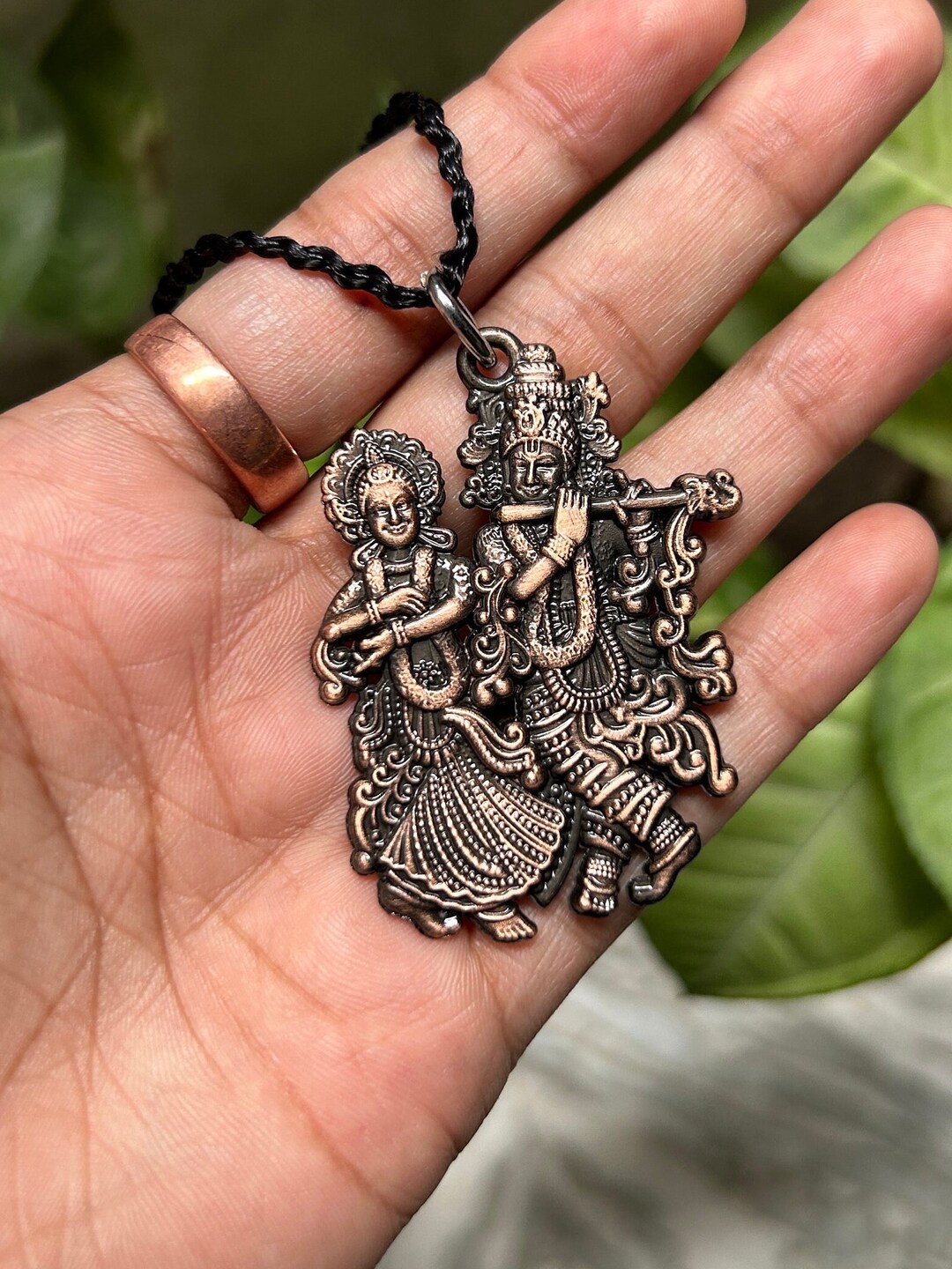 Indian Ethnic Handmade Radha Krishna Oxidized Jewelry Necklace Charm ...