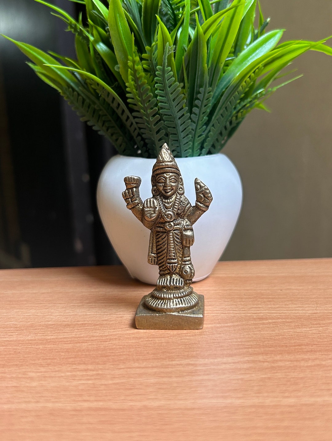 Small Brass Lord Vishnu Statue Hindu God Idol for Pooja Vishnu Murti ...