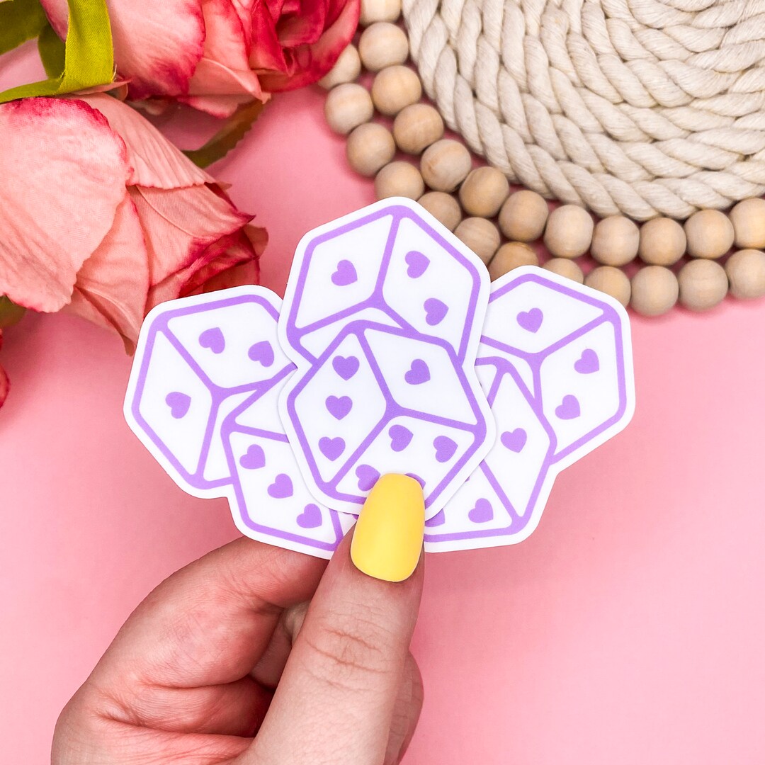 Pink Heart Dice Mini Sticker Pack, Funny Stickers for Women, Tabletop ...