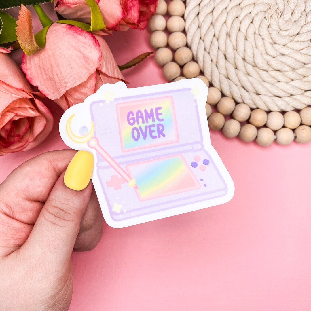 Cozy Gamer Kawaii Game Over Sticker, Cute Pastel Stickers Funny ...