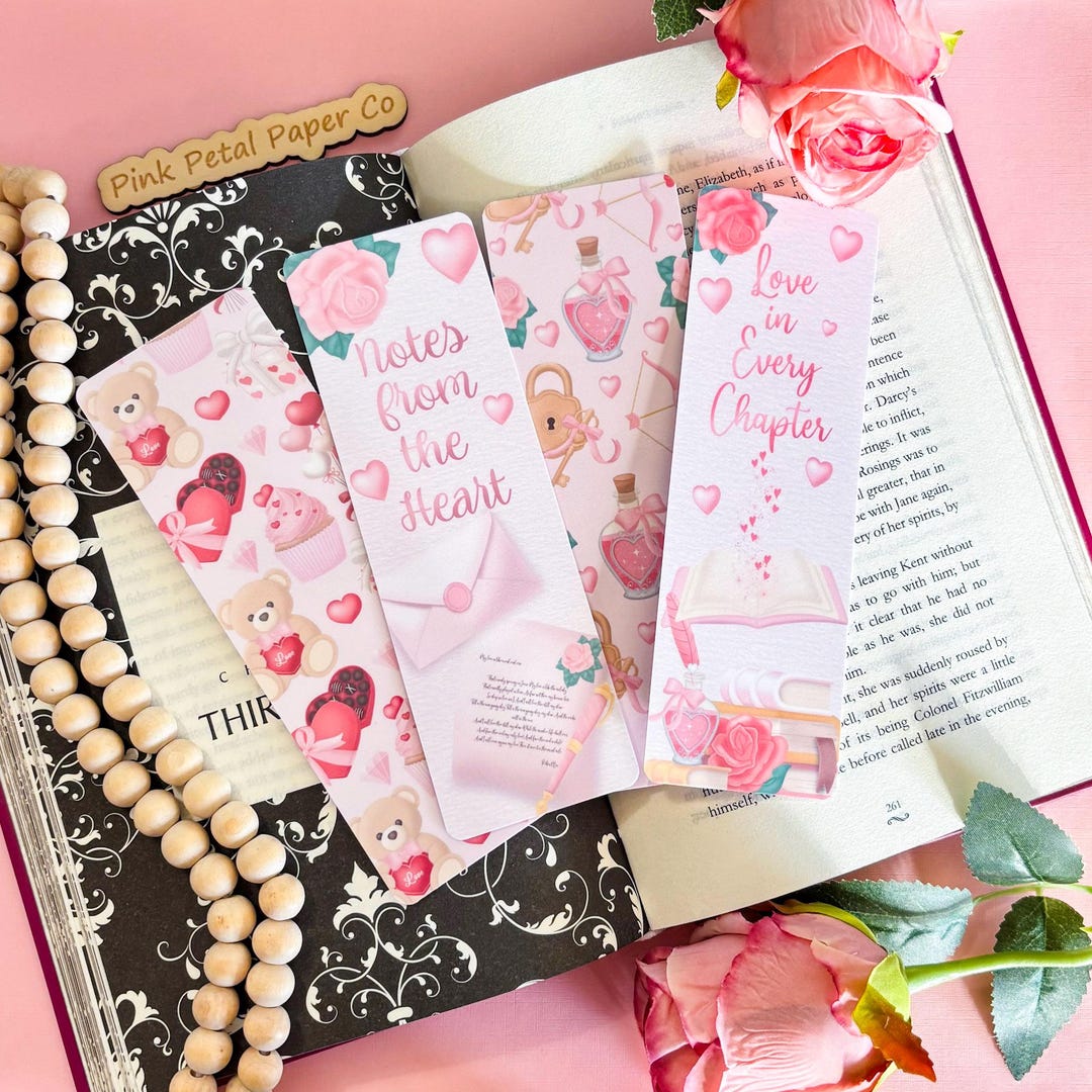 Valentine Coquette Bookmark Set, Girly Bookmark, Bows Bookmark ...