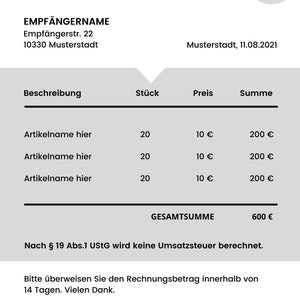 Invoice Template Small Business Owners, Bloggers, Commercial ...
