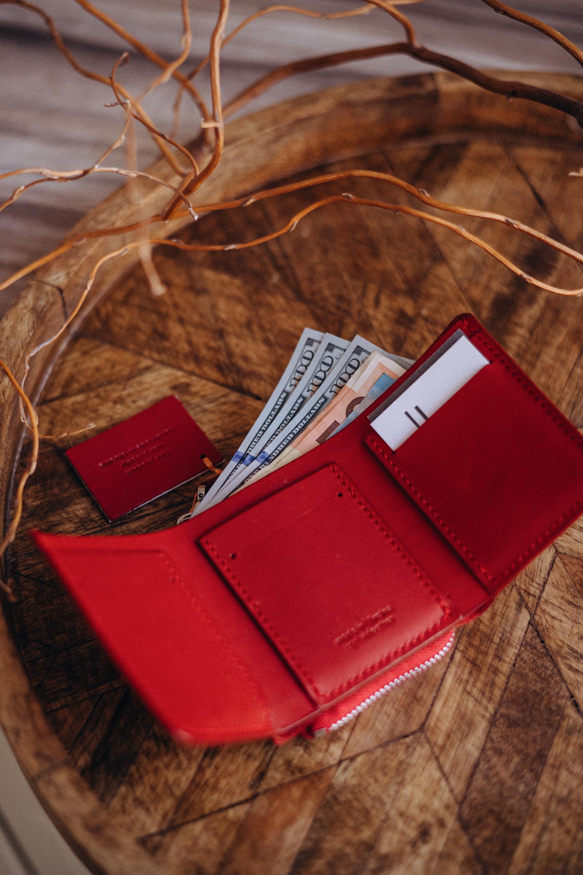Personalized Leather Coin Purse Wallet: Handmade Zipper Wallet - Etsy