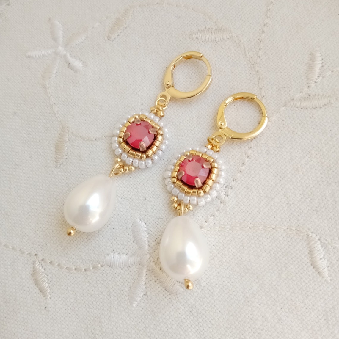 Isabelle Red Renaissance Inspired Earrings Seed Beads - Etsy