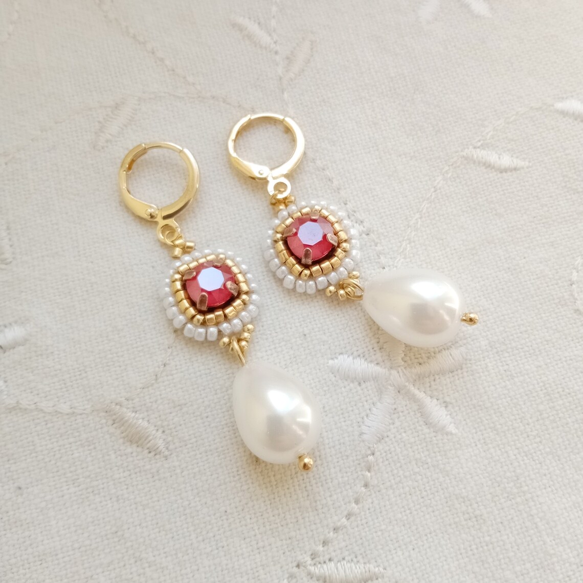 Isabelle Red Renaissance Inspired Earrings Seed Beads - Etsy