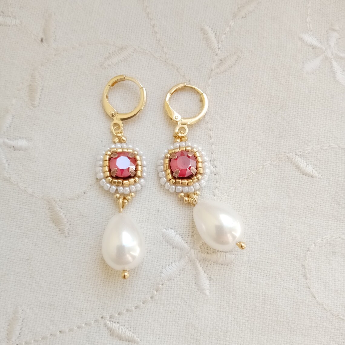 Isabelle Red Renaissance Inspired Earrings Seed Beads - Etsy