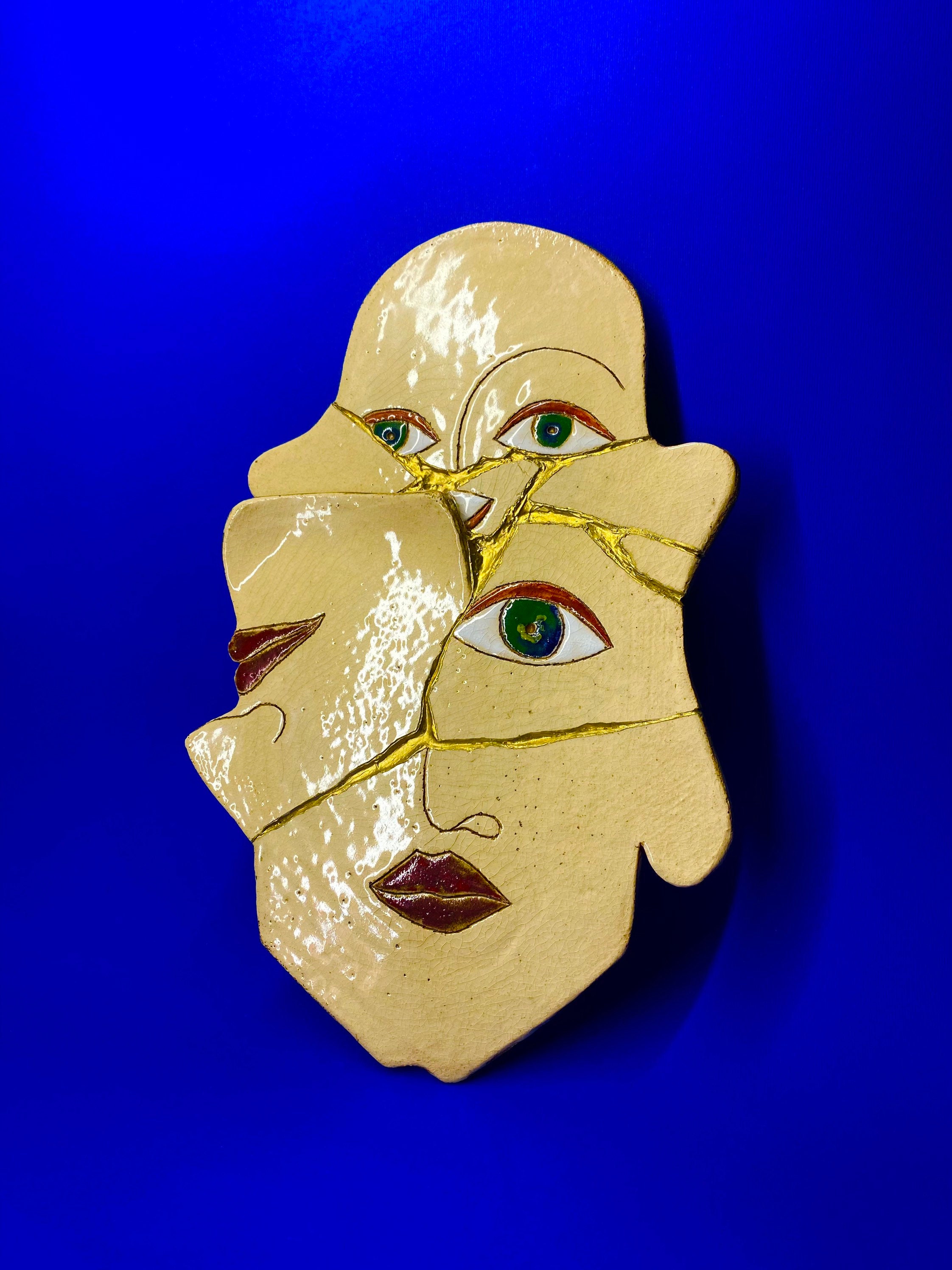 Ceramic Beige Plate Face Original Art Dihtyar - Etsy