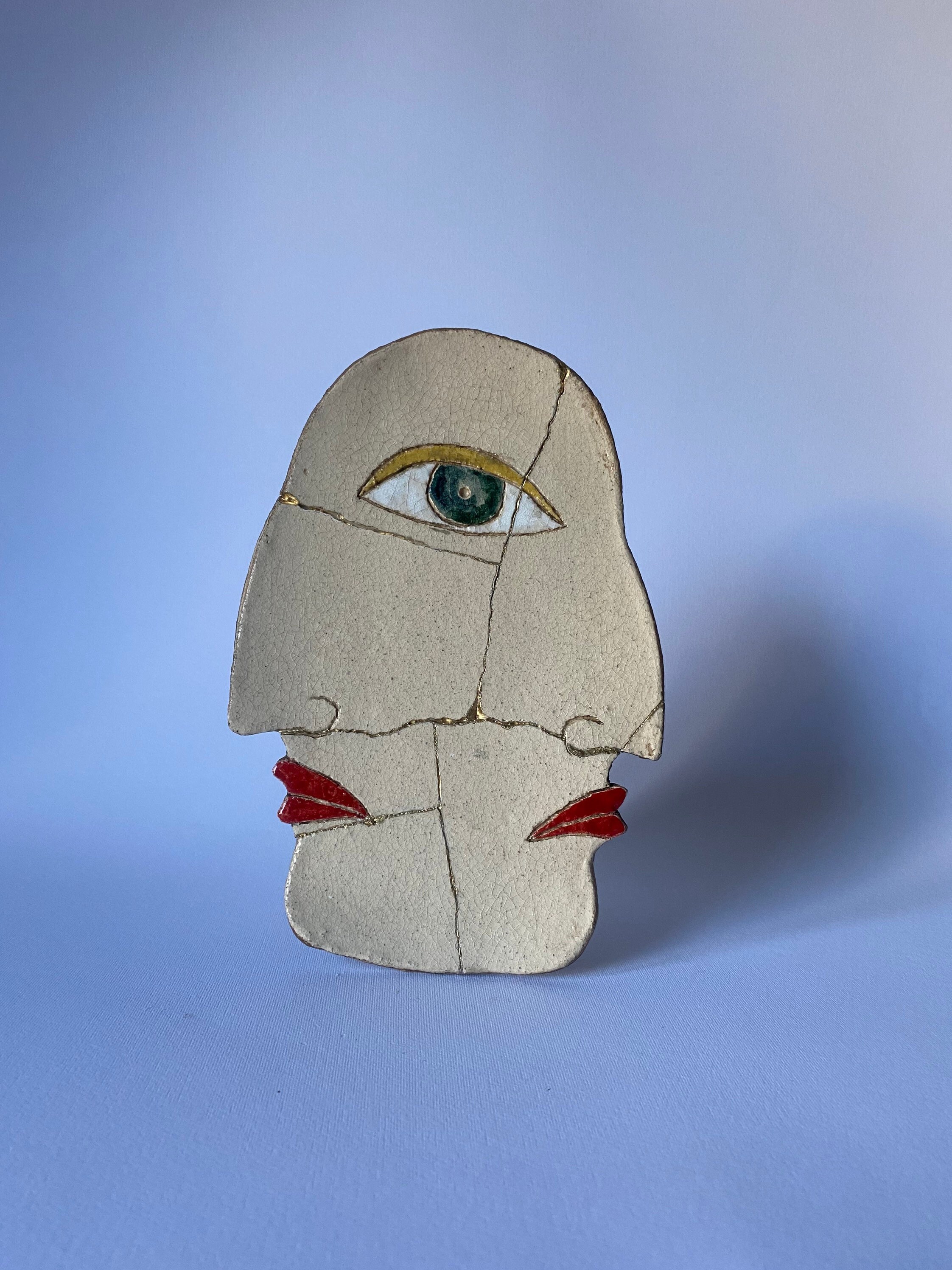 Ceramic Plate Mask Beige Face Home Decor Kintsugi Many Faces Dihtyar - Etsy