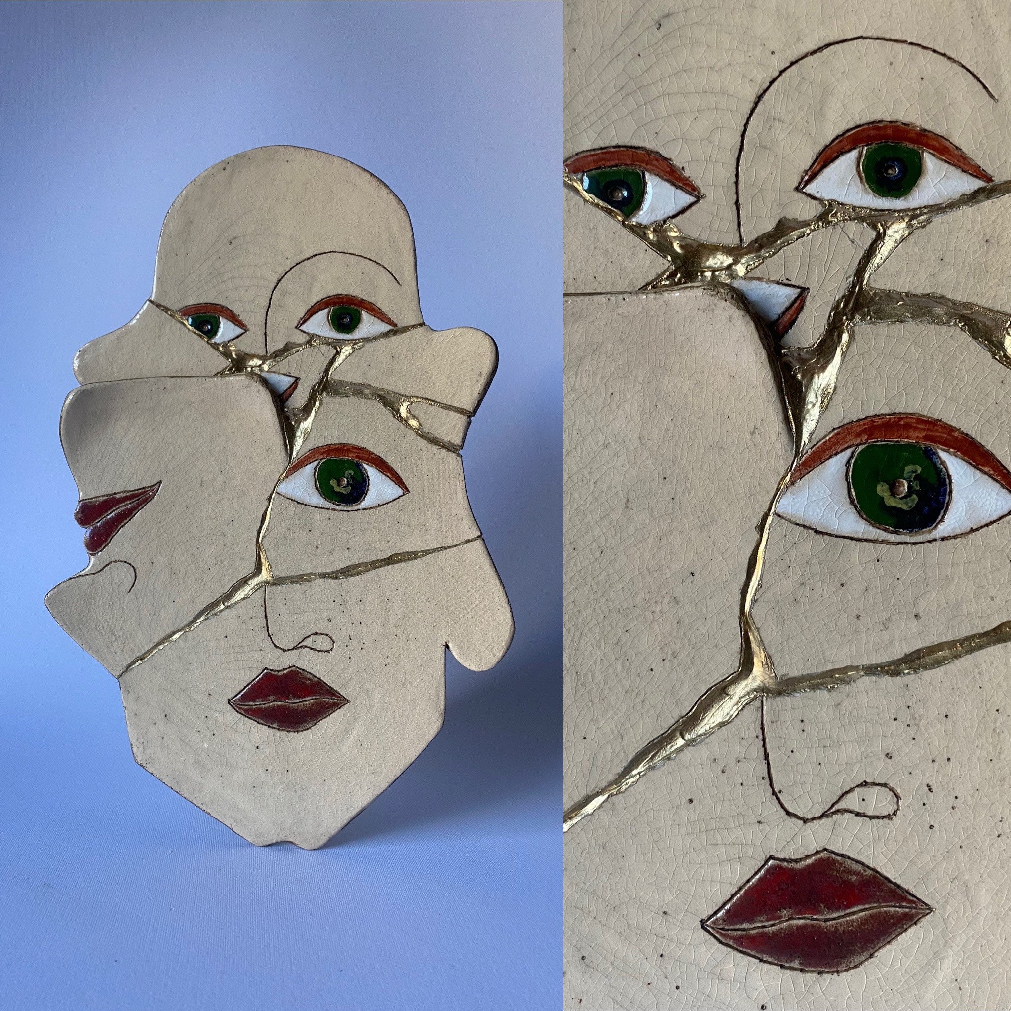 Ceramic Beige Plate Face Original Art Dihtyar - Etsy