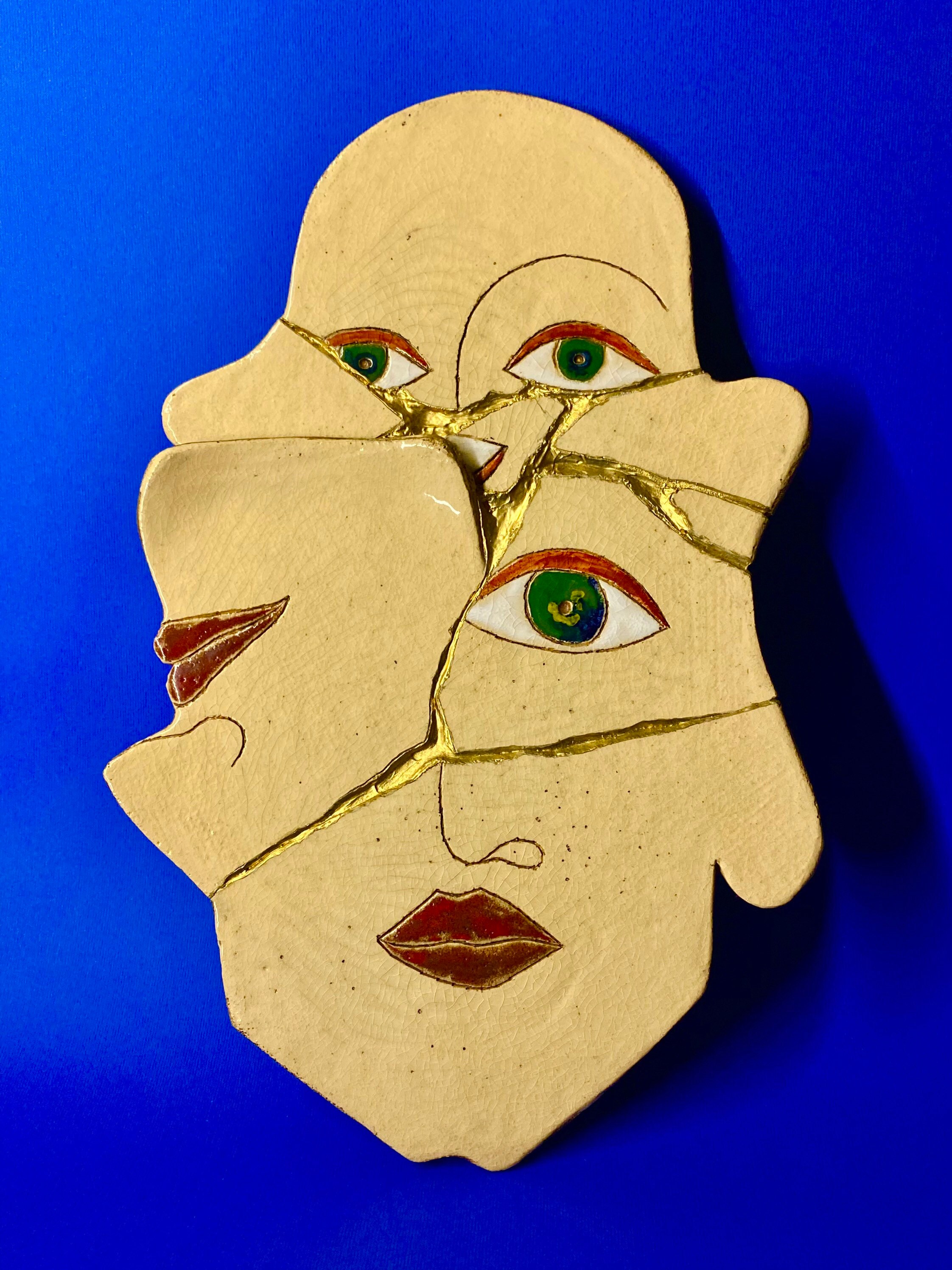 Ceramic Beige Plate Face Original Art Dihtyar - Etsy