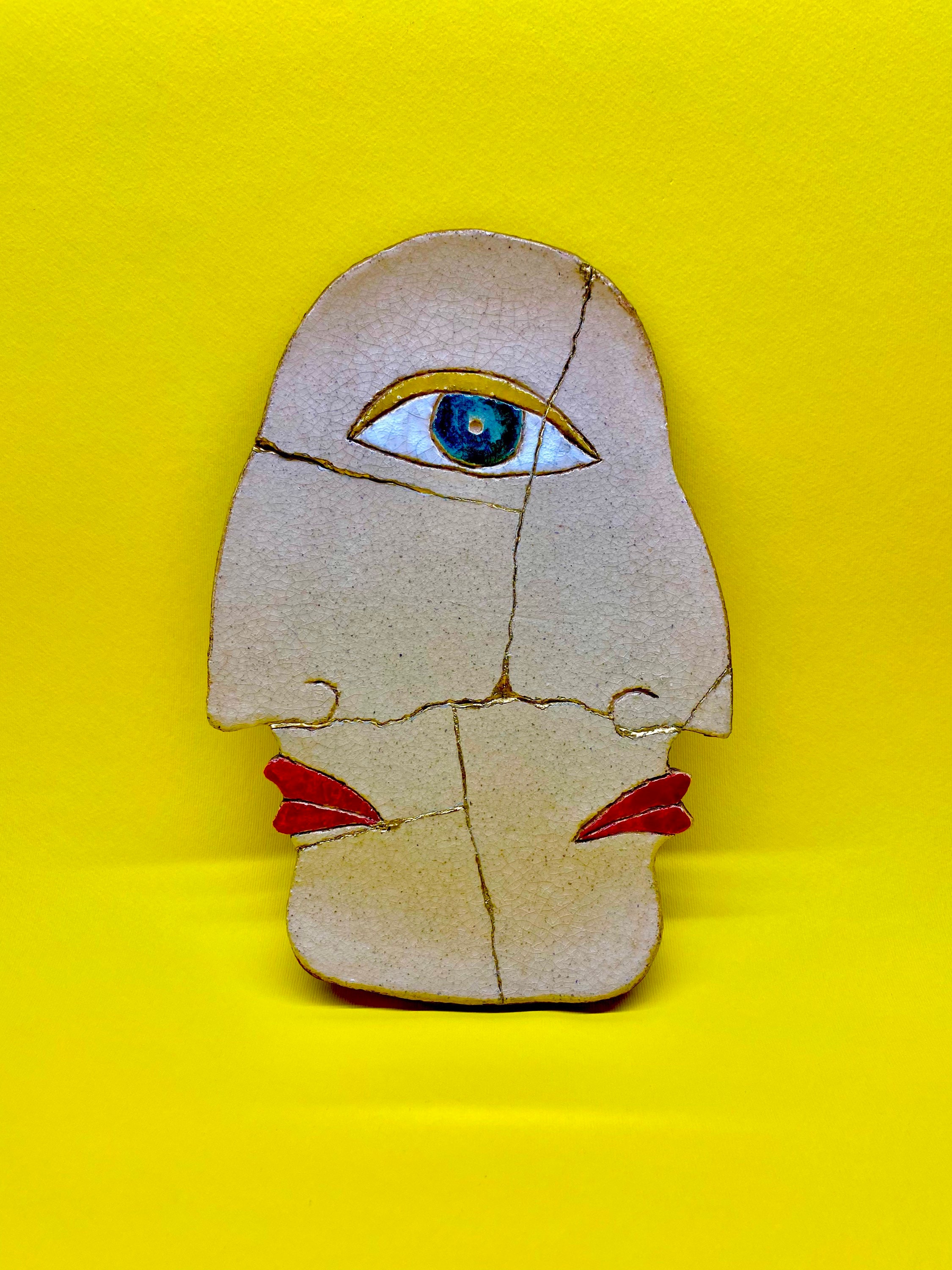 Ceramic Plate Mask Beige Face Home Decor Kintsugi Many Faces Dihtyar - Etsy