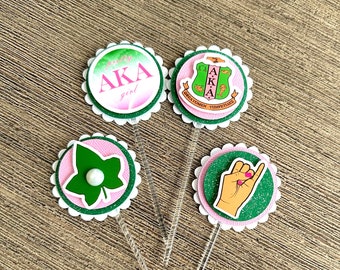 Sorority Cupcake Toppers/charms set of 6 Delta Sigma Theta, Alpha Kappa ...