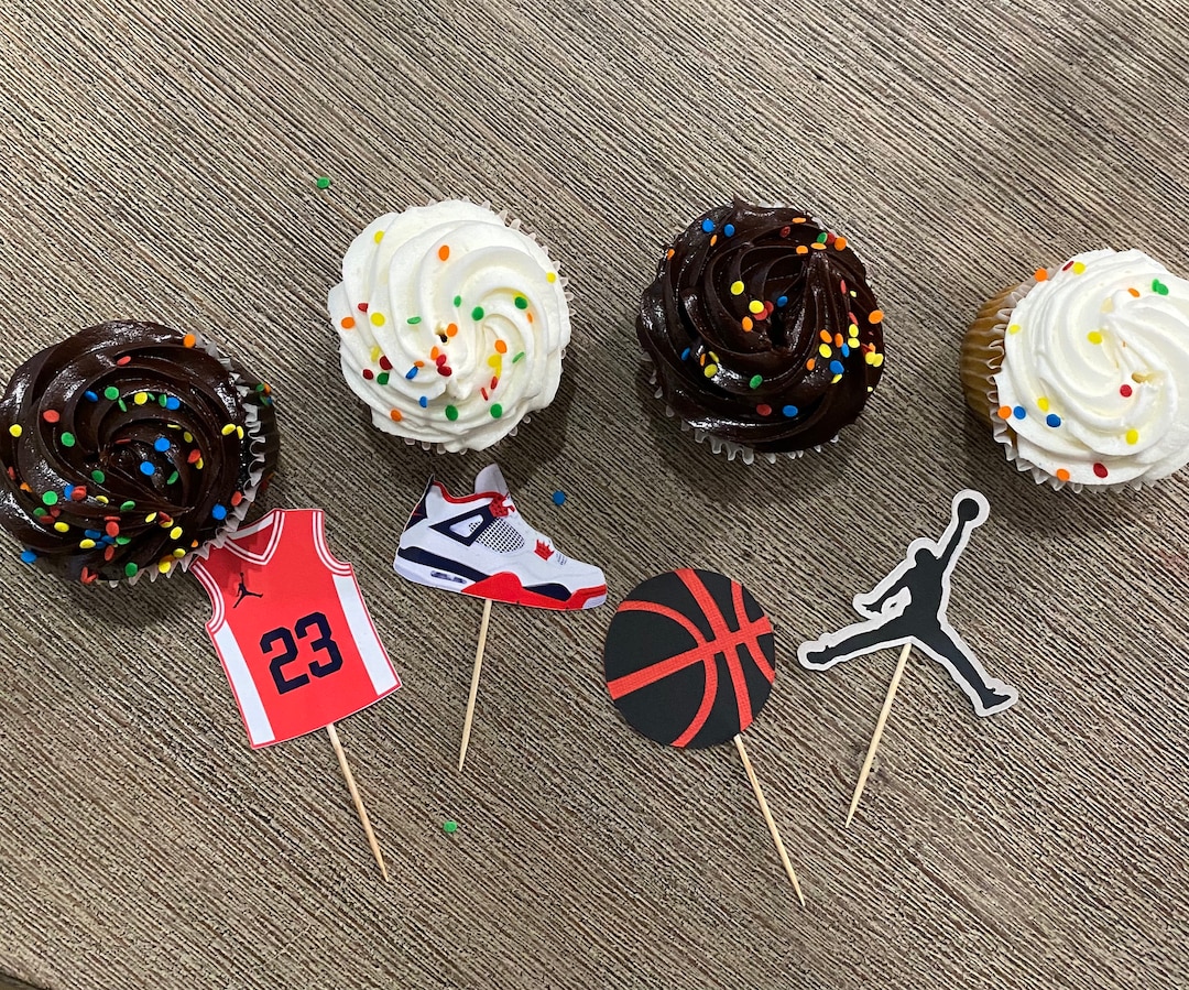 Jumpman Cupcake Topper-jumpman Cake Topper-sneaker Head-jump Man Party ...