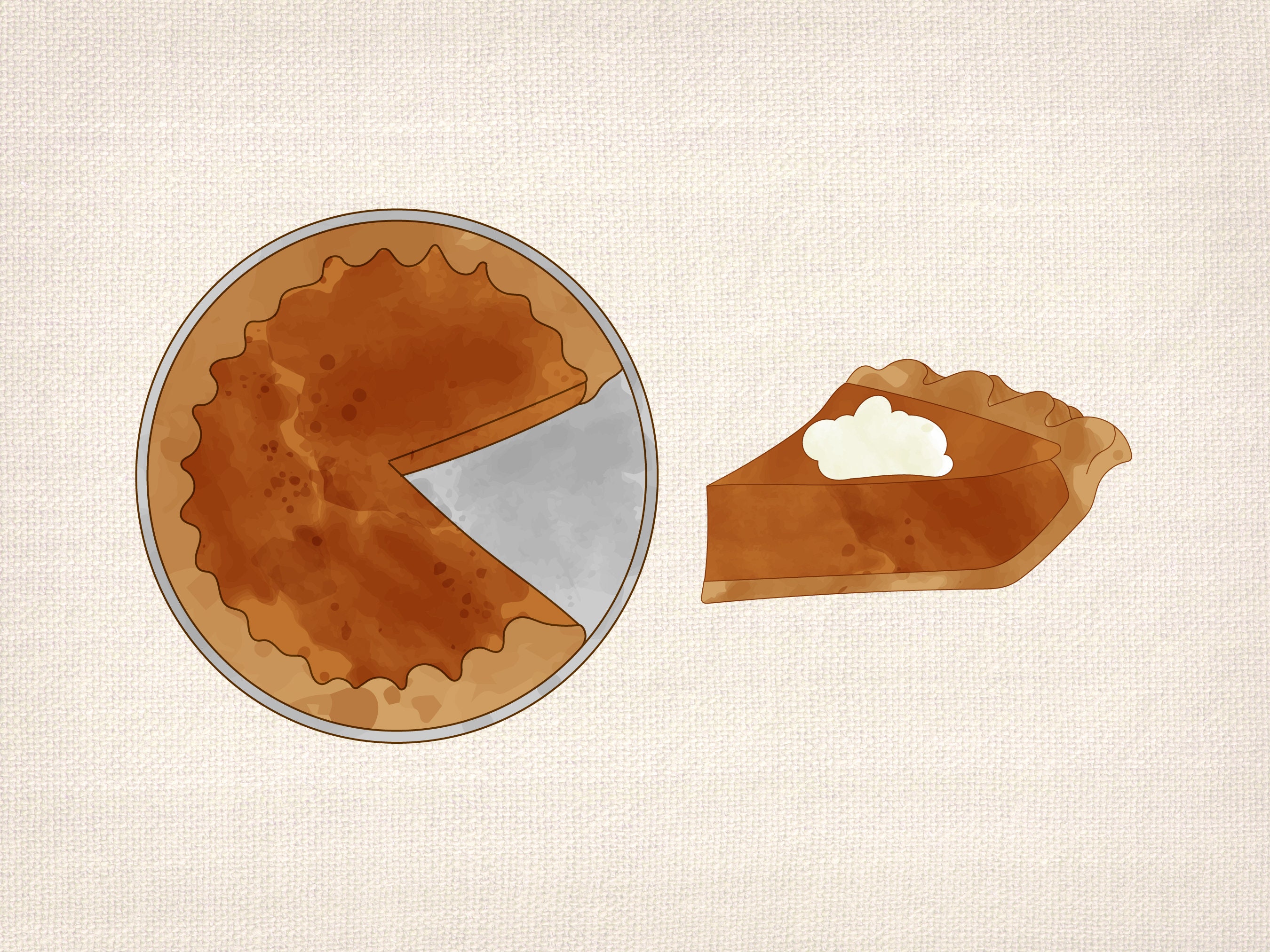 Pumpkin Pie Watercolor Clipart 2 Halloween Autumn Thanksgiving Food Png ...