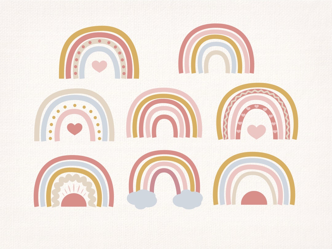 Boho Rainbows Svg Clipart Handrawn Cute Boho Rainbow Cricut Vector Png ...