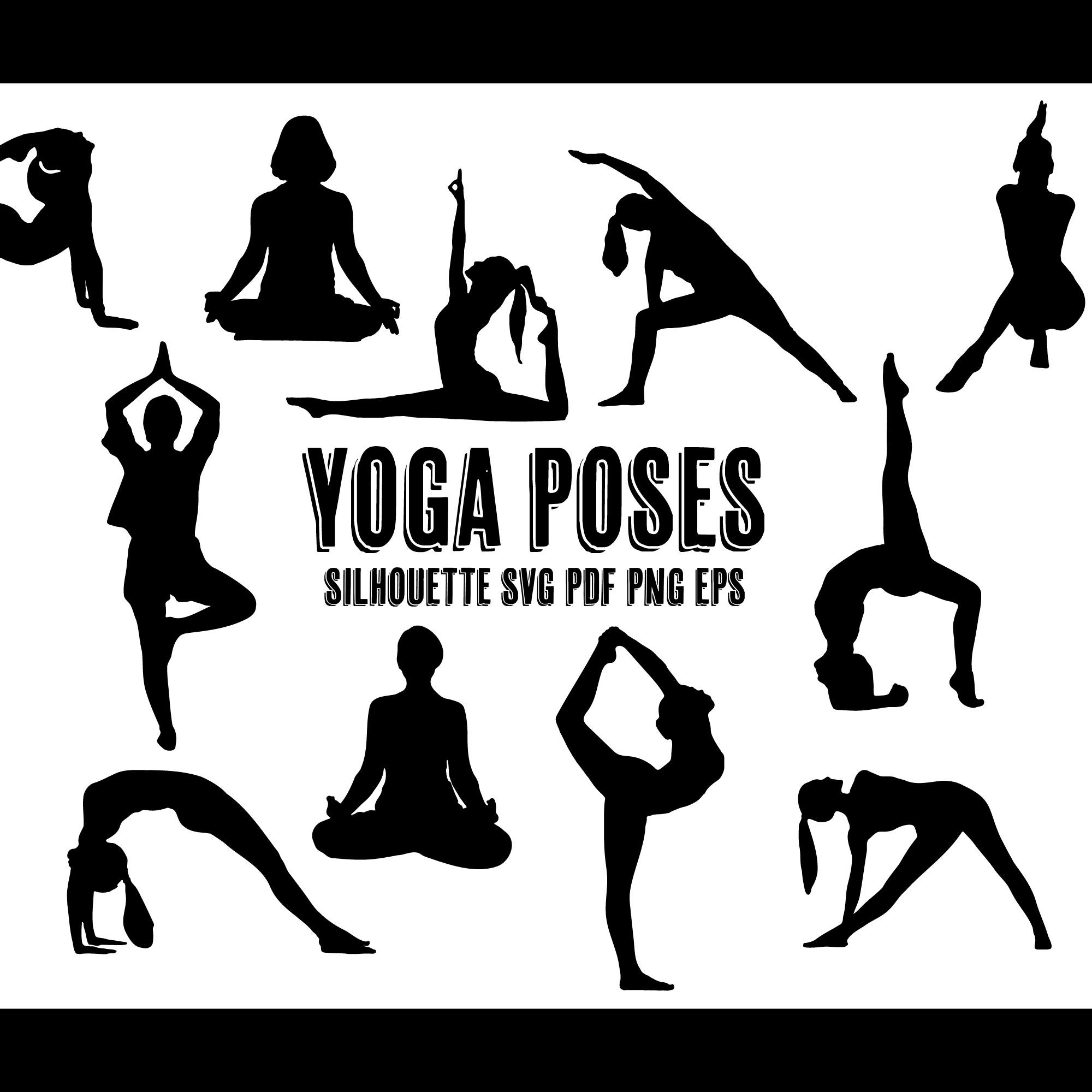 Yoga Pose Silhouette Letters