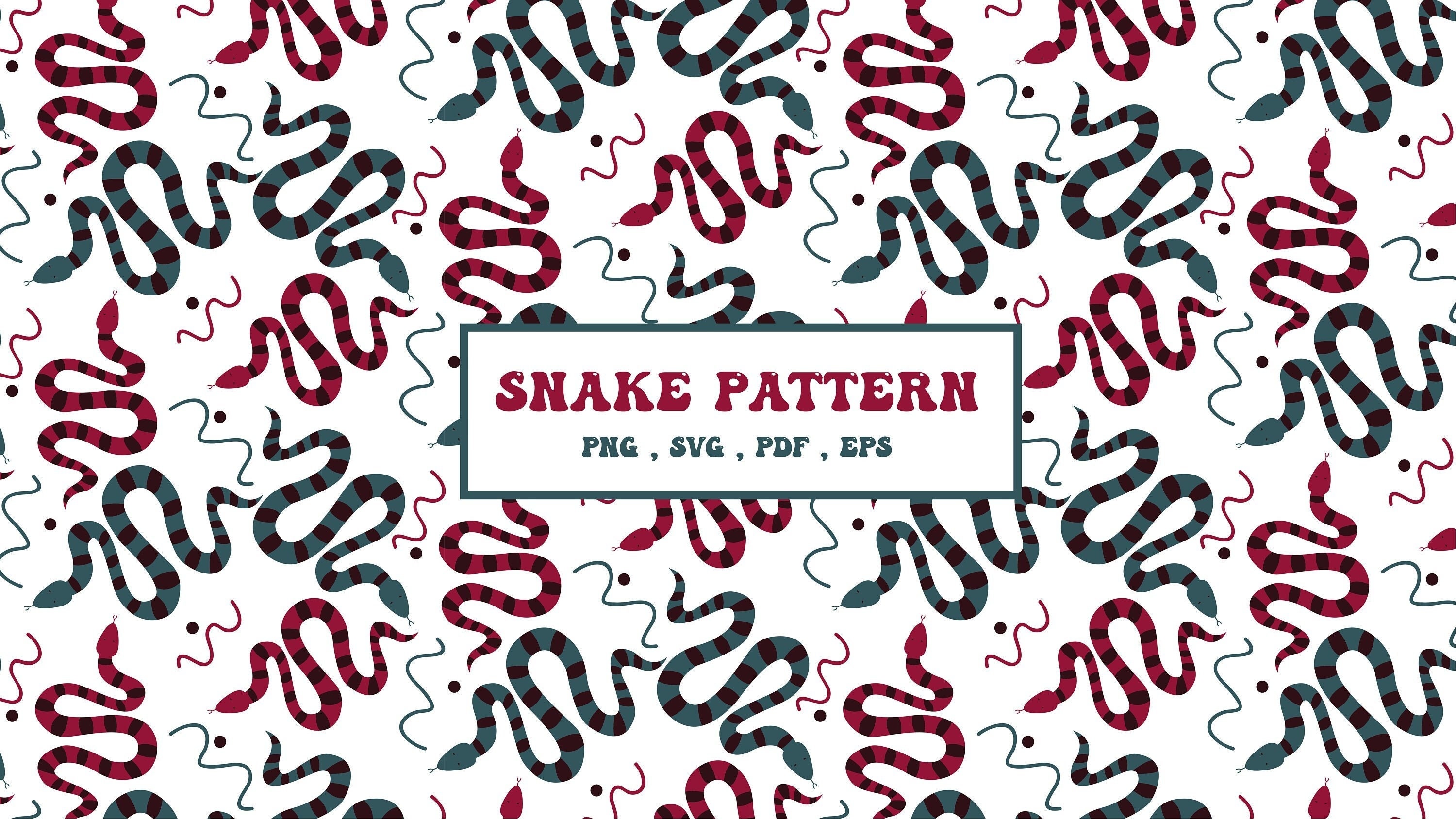 Snake Seamless Pattern Clipart SVG EPS PNG Pattern Background Red and ...