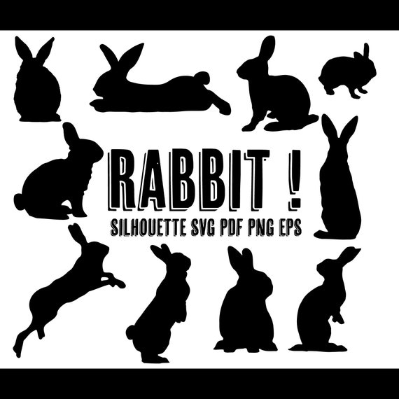 Rabbit Silhouette SVG Vector Clipart Rabbit Shape Cut Files - Etsy