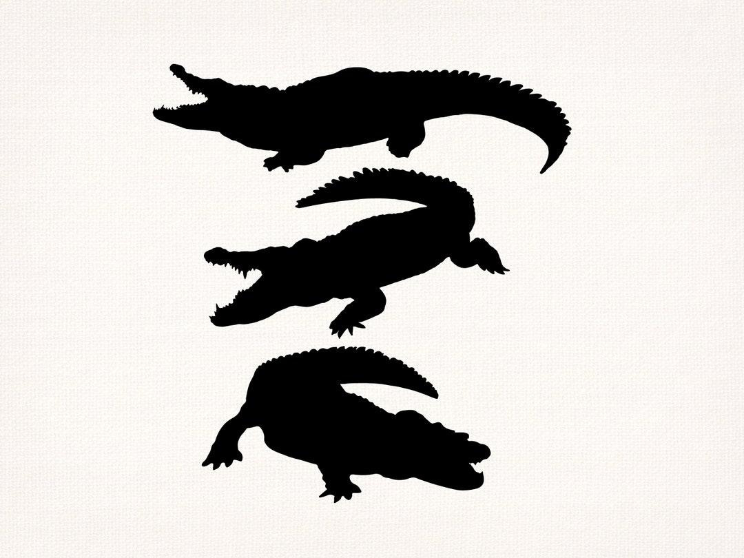 Crocodile Silhouette SVG Vector Clipart - Crocodile Shape Cut Files ...
