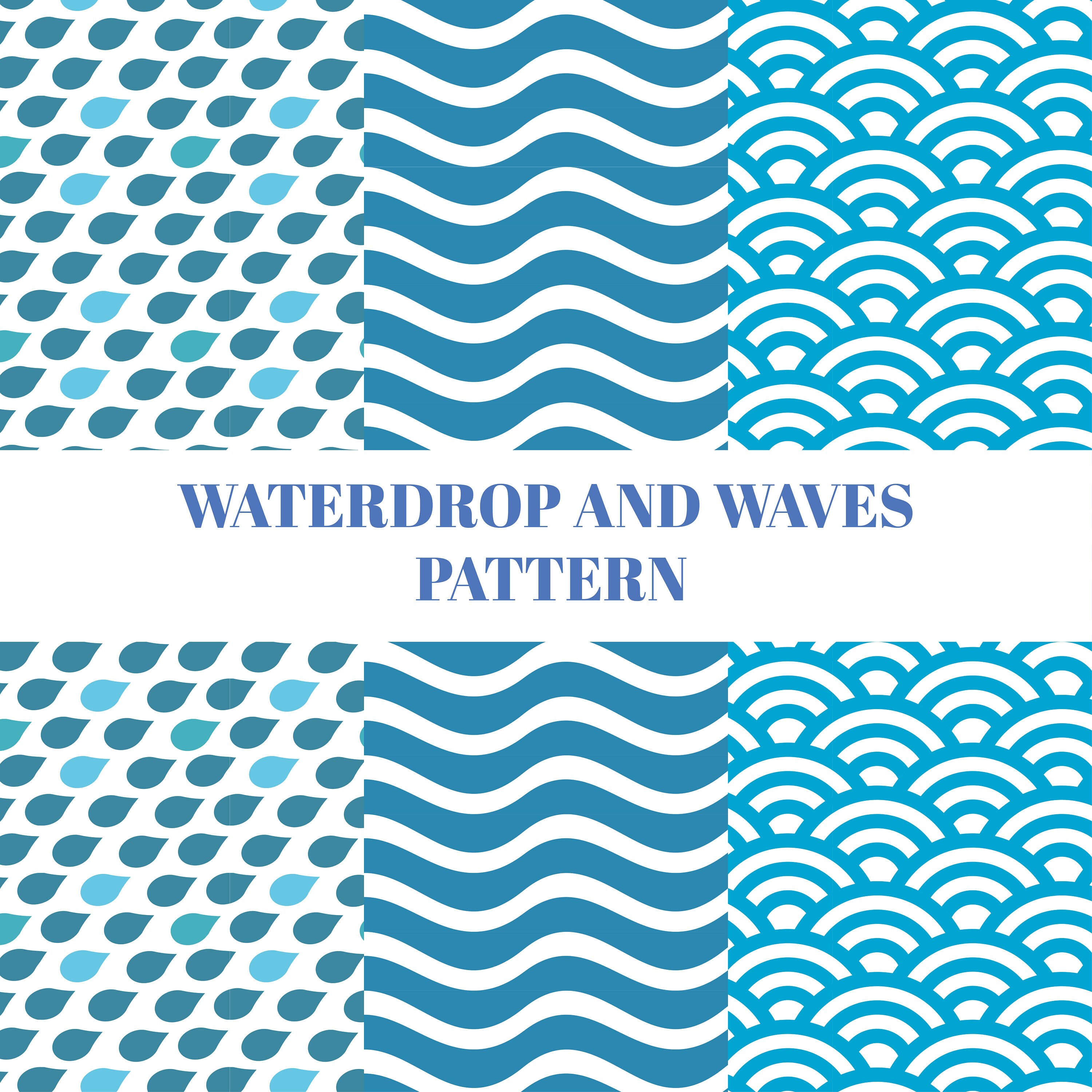 3 Water Pattern Water Drop and Waves Seamless Pattern Svg Blue Design ...